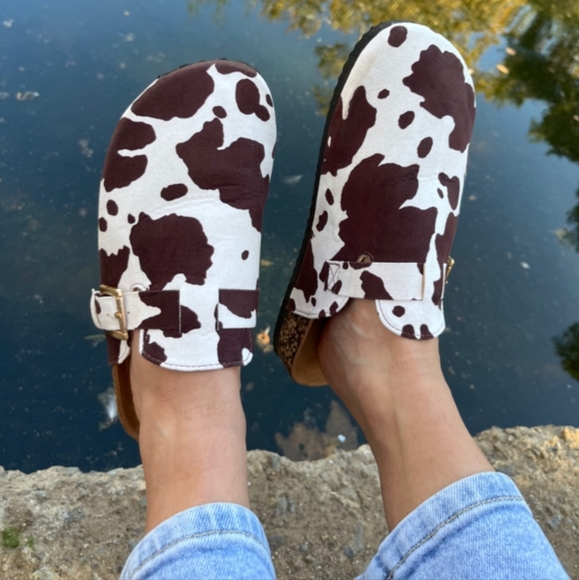 Shoes | Womens Calf Mule Slip On Cow Print Buckle Mule Burke Style 5585 ...